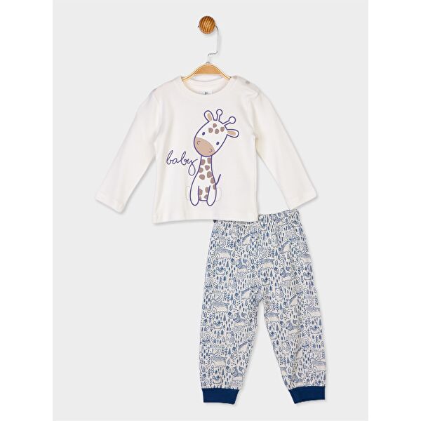 Bisiklet Yaka Uzun Kollu Erkek Bebek Pijama Takımı