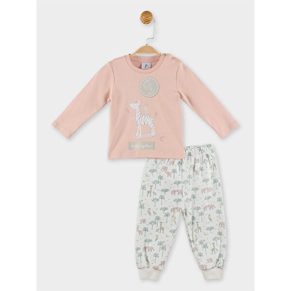 Bisiklet Yaka Uzun Kollu Kız Bebek Pijama Takımı