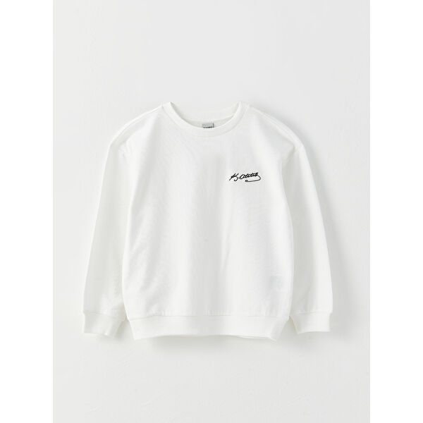Bisiklet Yaka Atatürk İmza Baskılı Uzun Kollu Kız Çocuk Sweatshirt Bisiklet Yaka Atatürk İmza Baskılı Uzun Kollu Kız Çocuk Sweatshirt