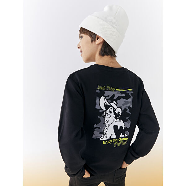Bisiklet Yaka Nostaljik Maymun Baskılı Uzun Kollu Erkek Çocuk Sweatshirt Bisiklet Yaka Nostaljik Maymun Baskılı Uzun Kollu Erkek Çocuk Sweatshirt
