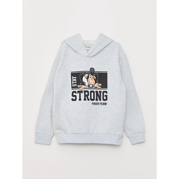 Kapüşonlu Nostaljik Maymun Baskılı Uzun Kollu Erkek Çocuk Sweatshirt Kapüşonlu Nostaljik Maymun Baskılı Uzun Kollu Erkek Çocuk Sweatshirt