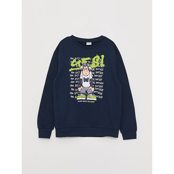 Bisiklet Yaka Nostaljik Maymun Baskılı Uzun Kollu Erkek Çocuk Sweatshirt Bisiklet Yaka Nostaljik Maymun Baskılı Uzun Kollu Erkek Çocuk Sweatshirt
