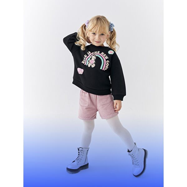 Bisiklet Yaka Uzun Kollu Nostaljik Maymun Baskılı Kız Bebek Sweatshirt Bisiklet Yaka Uzun Kollu Nostaljik Maymun Baskılı Kız Bebek Sweatshirt