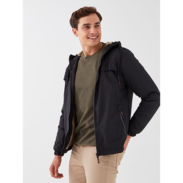 Standart Kalıp Kapüşonlu Erkek Mont