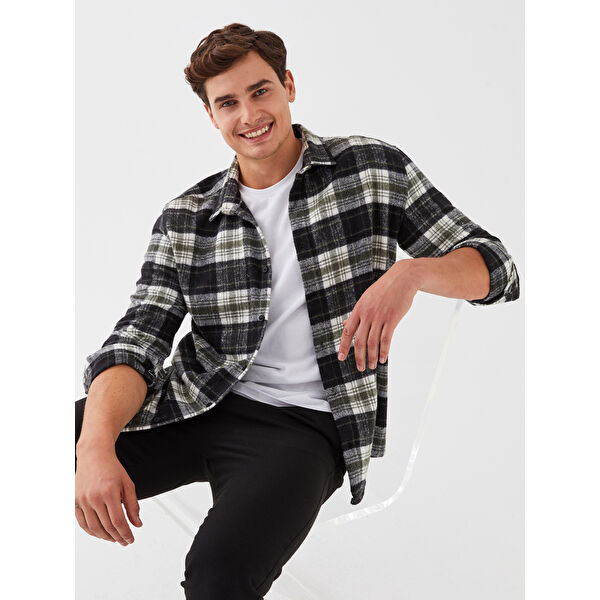Slim Fit Uzun Kollu Ekose Erkek Oduncu Gömlek Slim Fit Uzun Kollu Ekose Erkek Oduncu Gömlek
