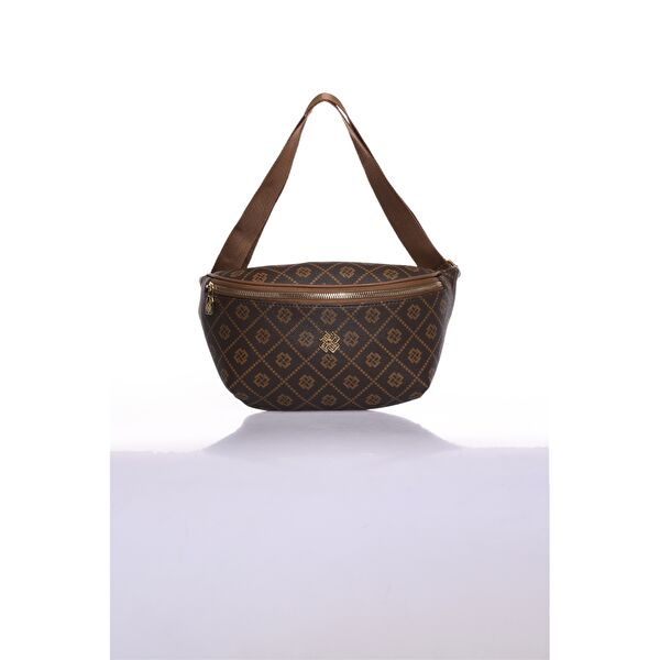 Deri Görünümlü Desenli Kadın Bel Çantası