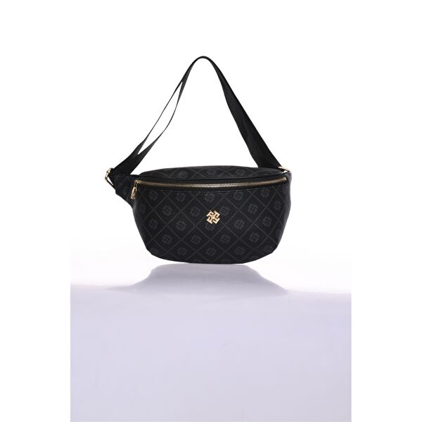 Deri Görünümlü Desenli Kadın Bel Çantası