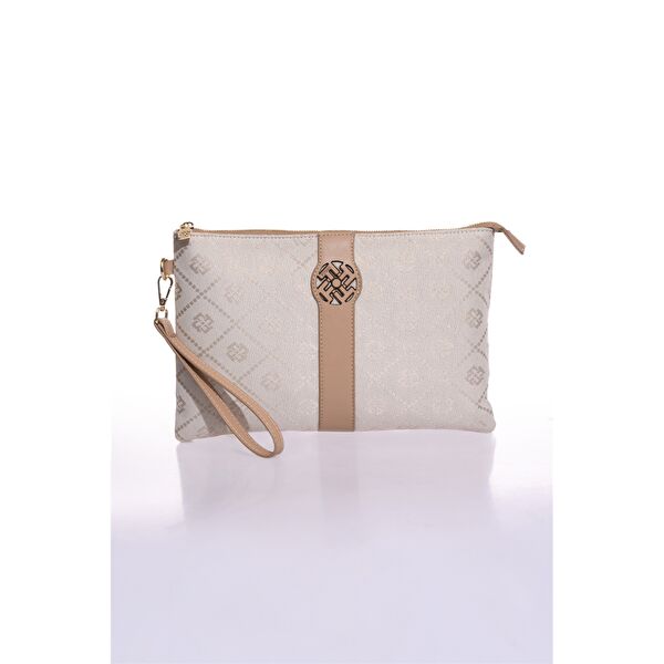 Deri Görünümlü Desenli Kadın Portföy Çantası