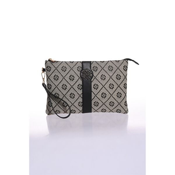 Deri Görünümlü Desenli Kadın Portföy Çantası