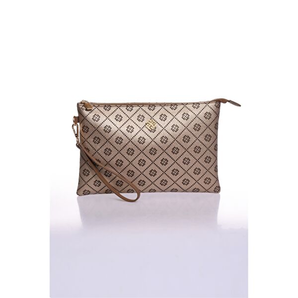 Deri Görünümlü Desenli Kadın Portföy Çantası