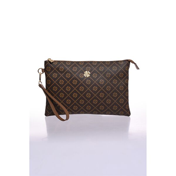 Deri Görünümlü Desenli Kadın Portföy Çantası