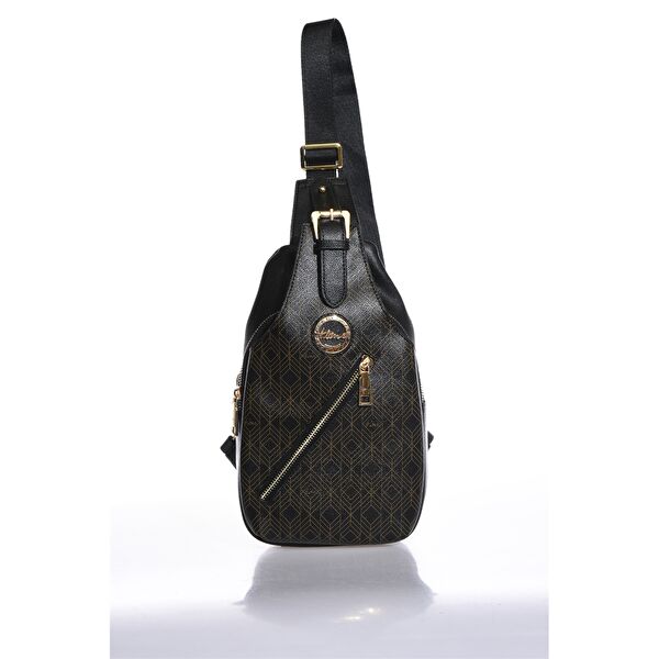 Deri Görünümlü Desenli Kadın Göğüs Çantası