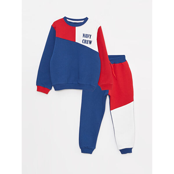 Bisiklet Yaka Uzun Kollu Nakış Detaylı Erkek Bebek Sweatshirt ve Eşofman Alt 2'li Takım Bisiklet Yaka Uzun Kollu Nakış Detaylı Erkek Bebek Sweatshirt ve Eşofman Alt 2'li Takım