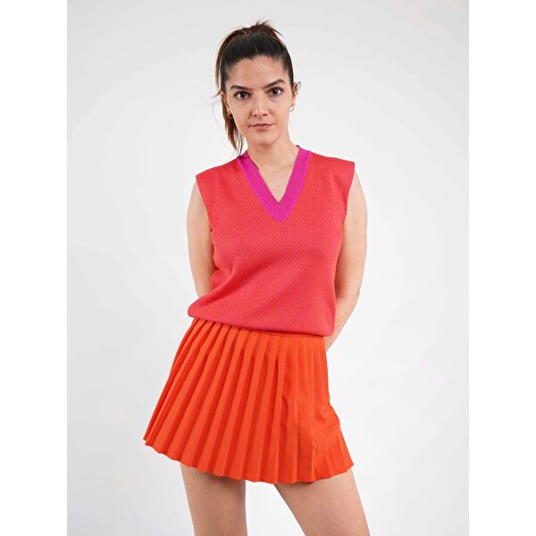 V Yaka Düz Kadın Triko Süveter