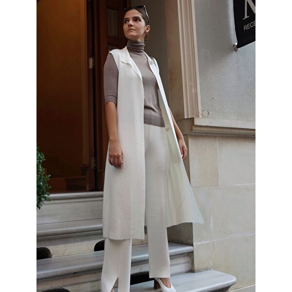 Polo Yaka Düz Kadın Yelek