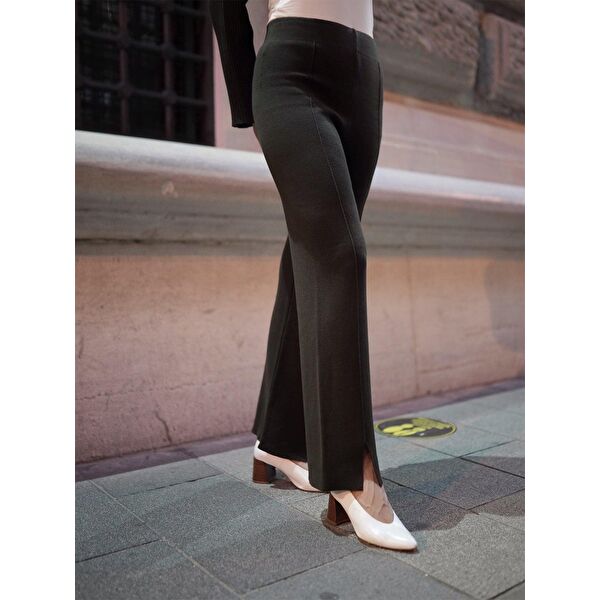 Standart Fit Düz Kadın Triko Pantolon