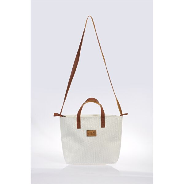 Deri Görünümlü Kendinden Desenli Kadın Omuz Çantası