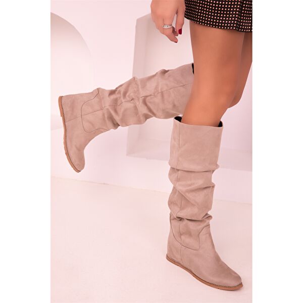 Süet Görünümlü Kadın Çizme