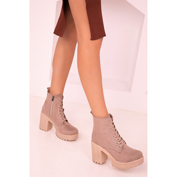Süet Görünümlü Topuklu Kadın Bot Süet Görünümlü Topuklu Kadın Bot
