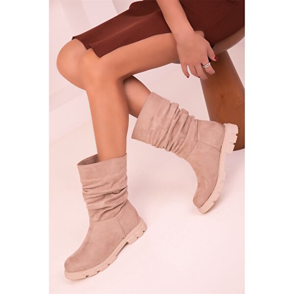 Süet Görünümlü Kadın Çizme