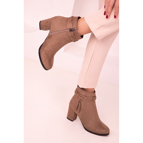 Süet Görünümlü Kadın Topuklu Bot