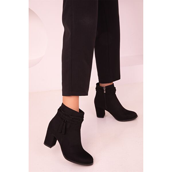 Süet Görünümlü Kadın Topuklu Bot Süet Görünümlü Kadın Topuklu Bot