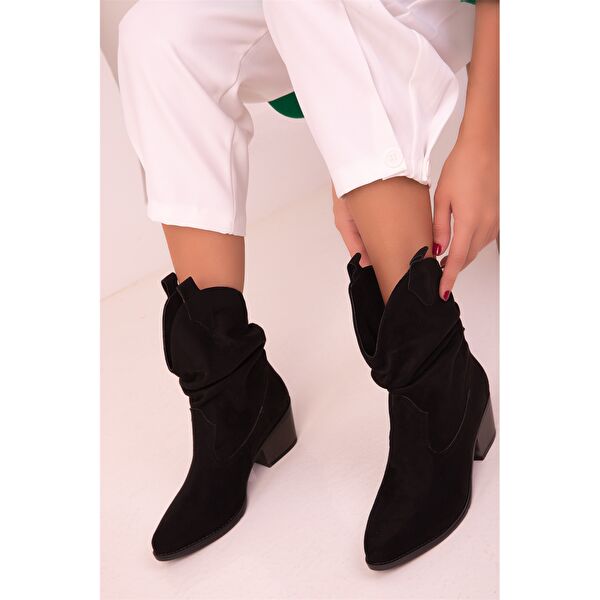Süet Görünümlü Kadın Topuklu Bot