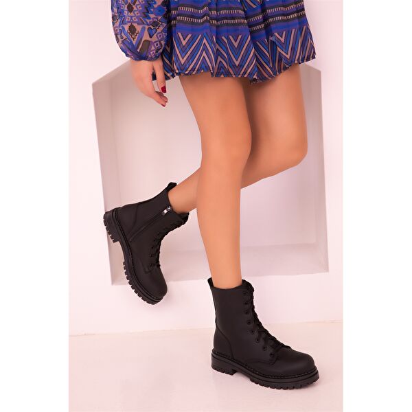 Deri Görünümlü Fermuarlı Kadın Bot