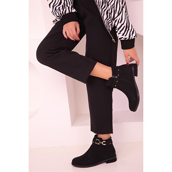 Fermuarlı Zincir Detaylı Kadın Bot