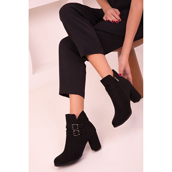 Toka Detaylı Fermuarlı Bilek Boy Kadın Bot