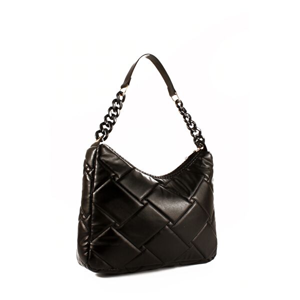 Deri Görünümlü Kendinden Desenli Kadın Omuz Çantası