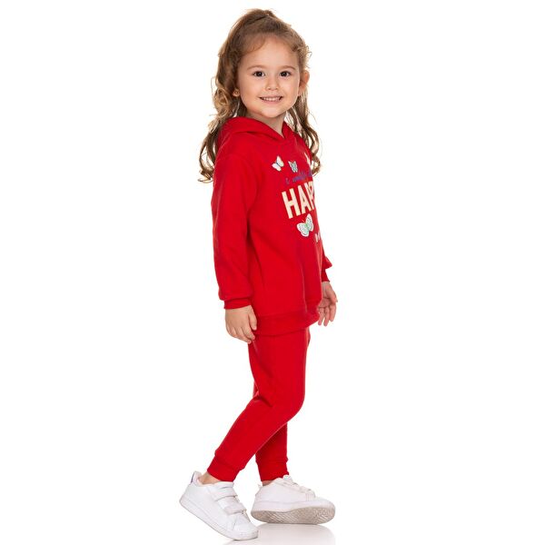 Kapüşonlu Uzun Kollu Baskılı Kız Bebek Sweatshirt ve Jogger Pantolon 2'li Takım Kapüşonlu Uzun Kollu Baskılı Kız Bebek Sweatshirt ve Jogger Pantolon 2'li Takım