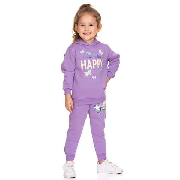 Kapüşonlu Uzun Kollu Baskılı Kız Bebek Sweatshirt ve Jogger Pantolon 2'li Takım Kapüşonlu Uzun Kollu Baskılı Kız Bebek Sweatshirt ve Jogger Pantolon 2'li Takım