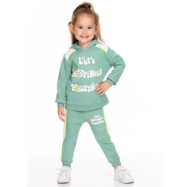 Kapüşonlu Uzun Kollu Baskılı Kız Bebek Sweatshirt ve Jogger Pantolon 2'li Takım Kapüşonlu Uzun Kollu Baskılı Kız Bebek Sweatshirt ve Jogger Pantolon 2'li Takım