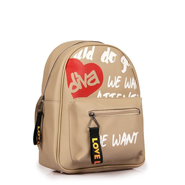 Yazı Baskılı Kadın Sırt Çantası