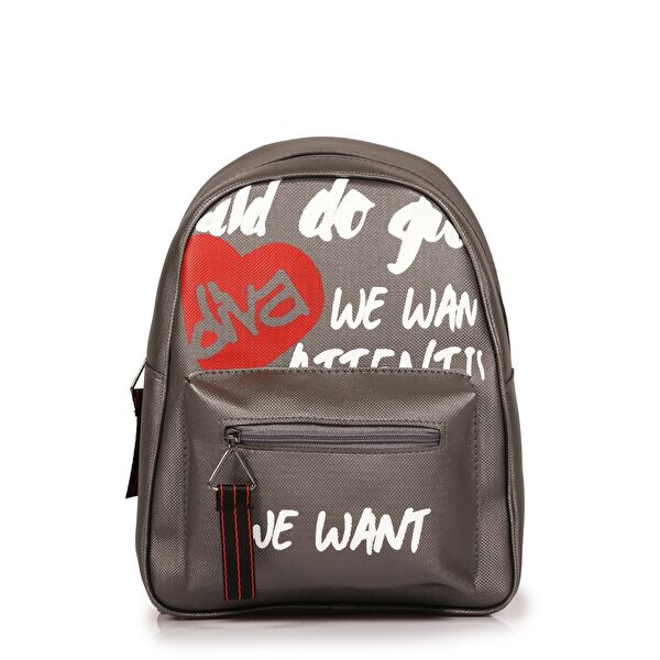 Yazı Baskılı Kadın Sırt Çantası