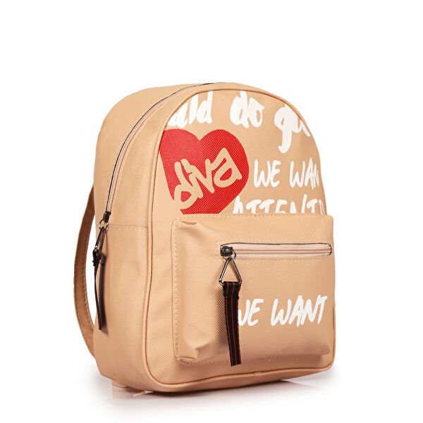 Yazı Baskılı Kadın Sırt Çantası