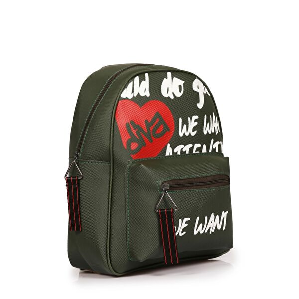 Yazı Baskılı Kadın Sırt Çantası