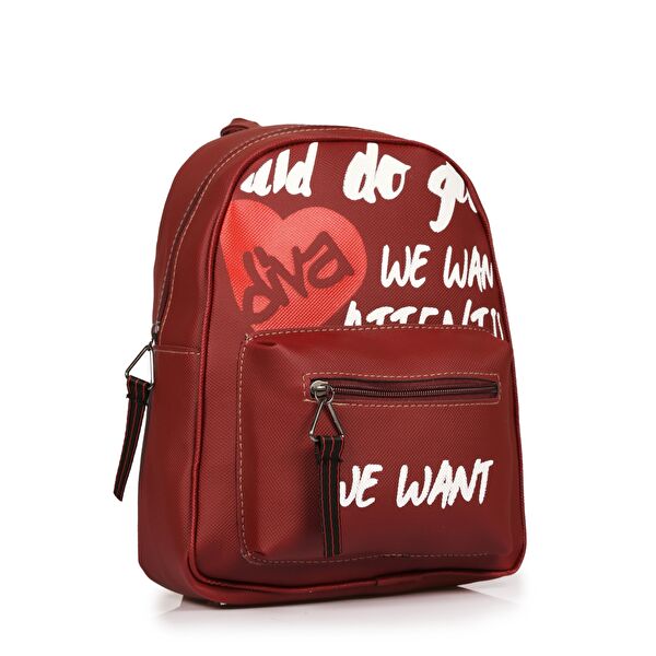 Yazı Baskılı Kadın Sırt Çantası