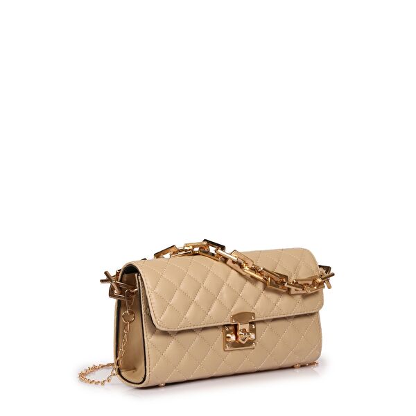 Deri Görünümlü Kapitoneli Kadın Çapraz Çanta