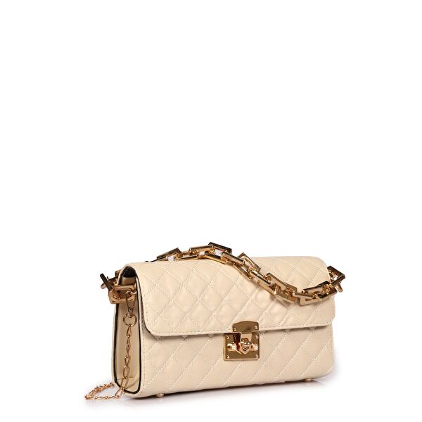 Deri Görünümlü Kapitoneli Kadın Çapraz Çanta