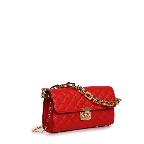 Deri Görünümlü Kapitoneli Kadın Çapraz Çanta