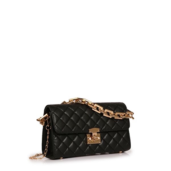 Deri Görünümlü Kapitoneli Kadın Çapraz Çanta