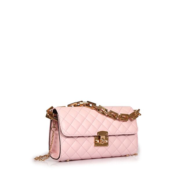 Deri Görünümlü Kapitoneli Kadın Çapraz Çanta