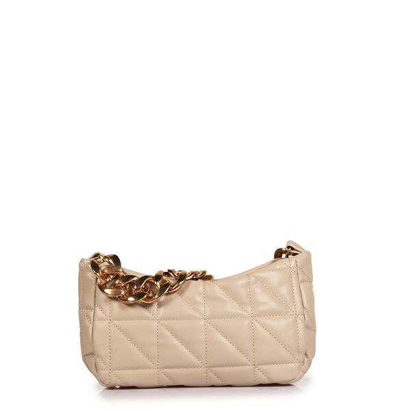 Deri Görünümlü Kapitoneli Kadın Omuz Çantası