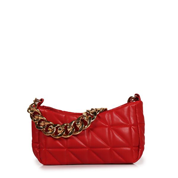 Deri Görünümlü Kapitoneli Kadın Omuz Çantası