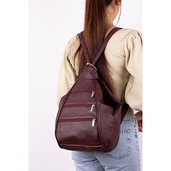 Deri Görünümlü Kadın Sırt Çantası