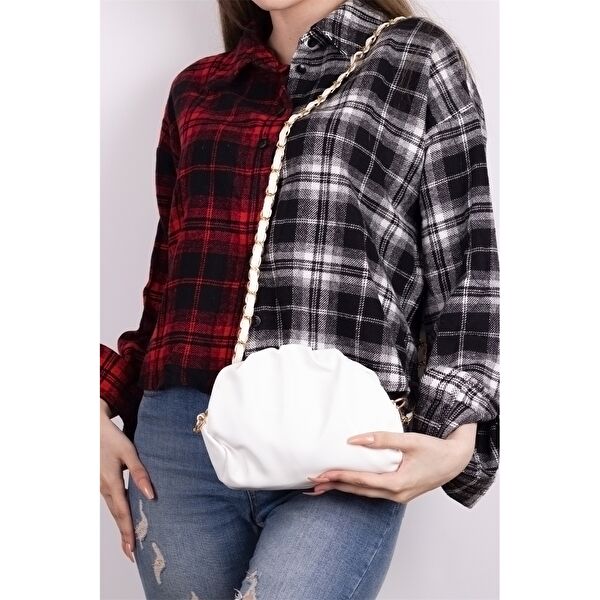 Deri Görünümlü Büzgülü Kadın Çapraz Çanta