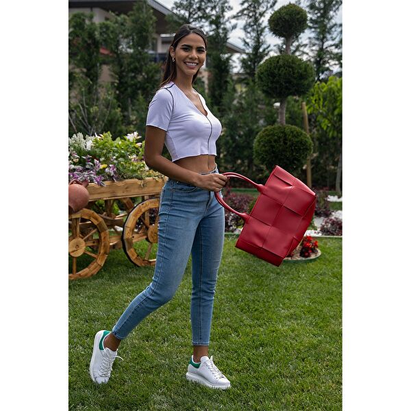 Deri Görünümlü Kadın El Çantası