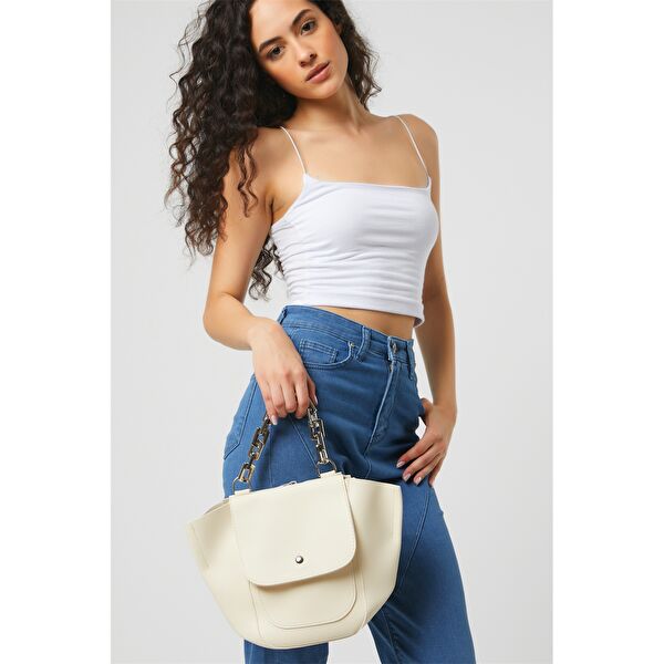 Deri Görünümlü Zincir Askılı Kadın El Çantası